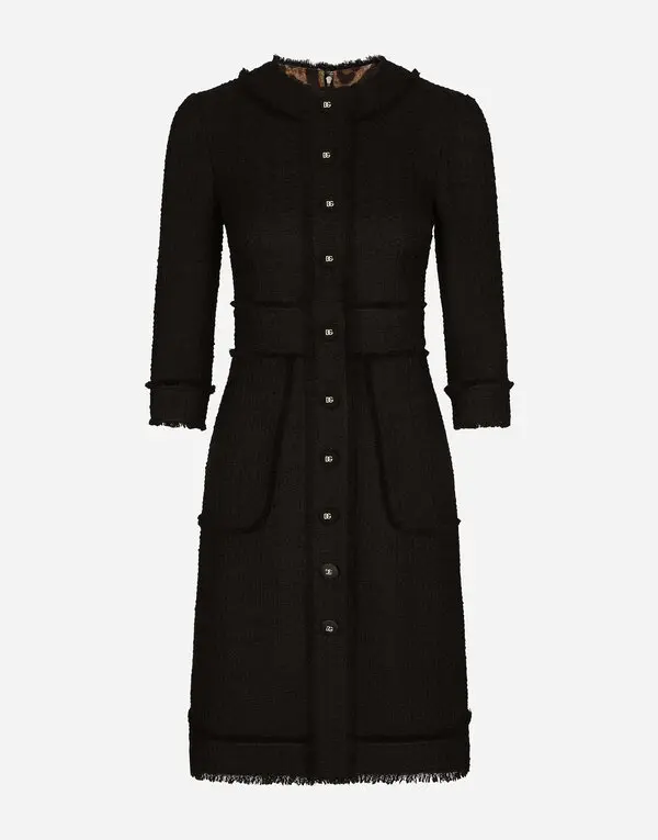 Dolce & Gabbana Raschel Tweed Midi Dress - Black