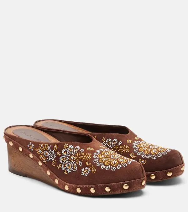 Farm Rio Floral Suede Clogs