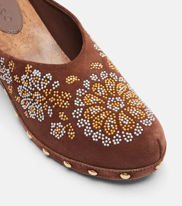 Farm Rio Floral Suede Clogs