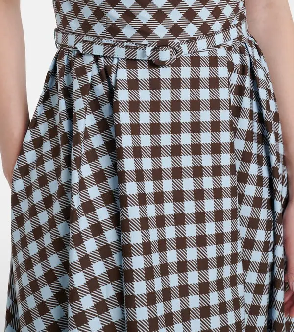 Oscar De La Renta Gingham Cotton-blend Midi Dress - Blue