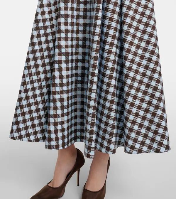 Oscar De La Renta Gingham Cotton-blend Midi Dress - Blue