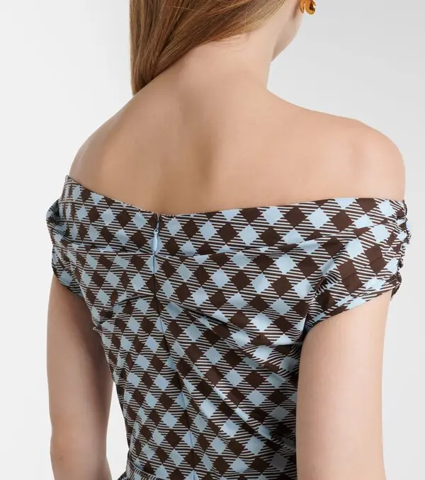 Oscar De La Renta Gingham Cotton-blend Midi Dress - Blue
