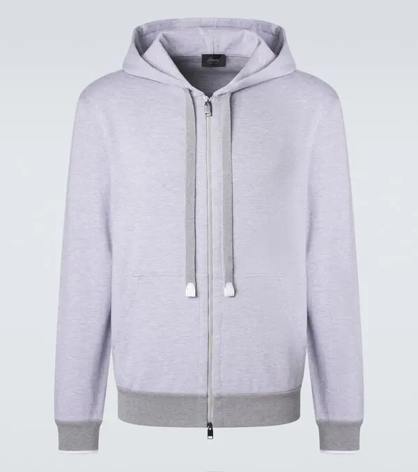 Brioni Cotton-blend Zip-up Hoodie - Grey