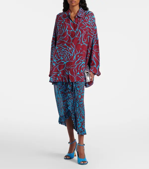 Dries Van Noten Croc-effect Leather Wedge Sandals