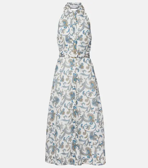 Veronica Beard Mackey Paisley Ramie Midi Dress - Multicoloured