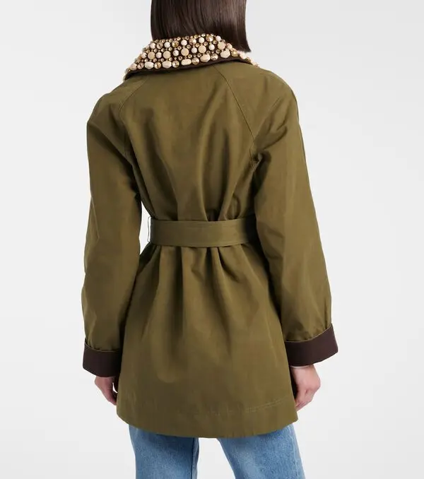 Veronica Beard Langham Embellished Coat - Green