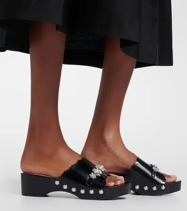 Simone Rocha Embellished Leather Clogs