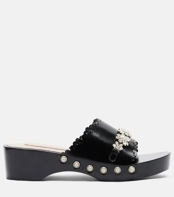 Simone Rocha Embellished Leather Clogs