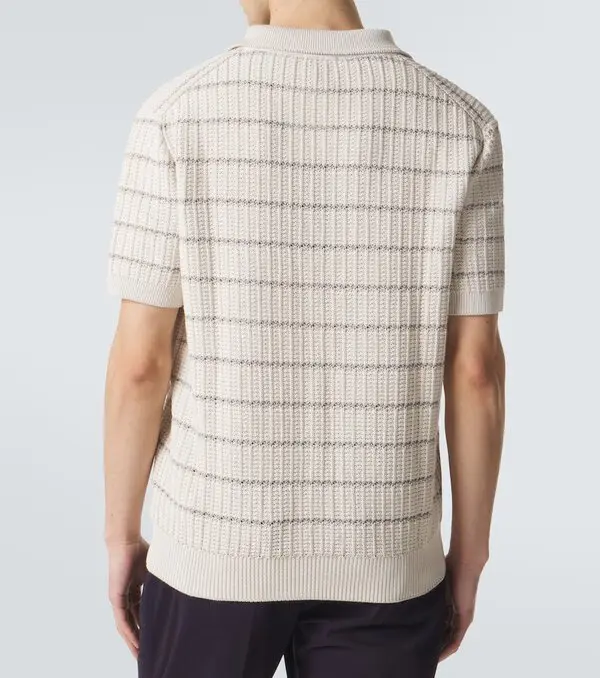 Brioni Embroidered Cotton And Linen Polo Shirt - White