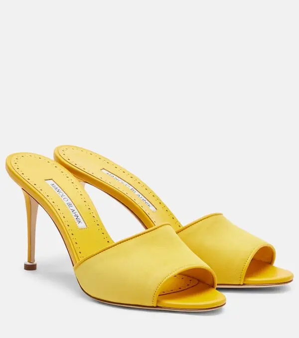Manolo Blahnik Larache 90 Suede Mules - Yellow