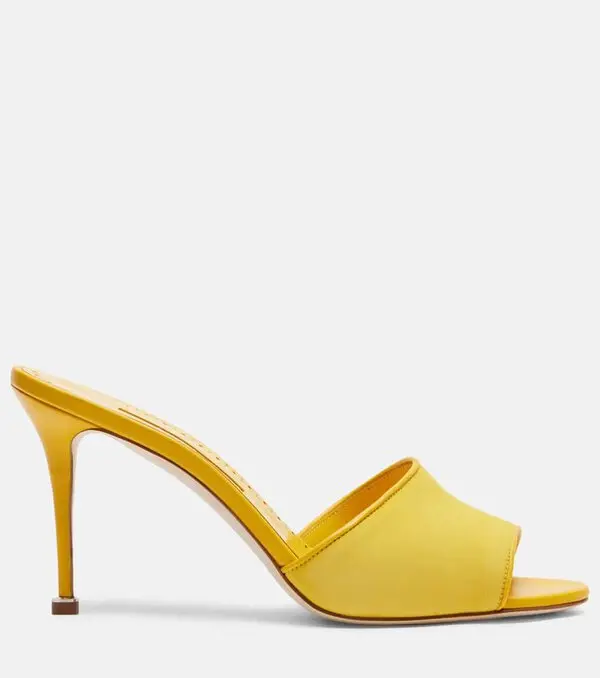 Manolo Blahnik Larache 90 Suede Mules - Yellow