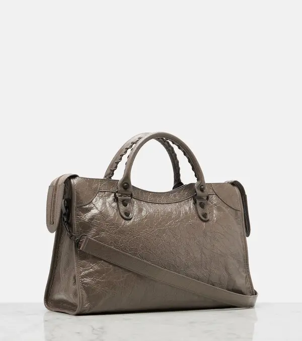 Balenciaga Le City Medium Leather Tote Bag - Grey