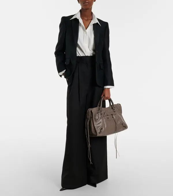Balenciaga Le City Medium Leather Tote Bag - Grey