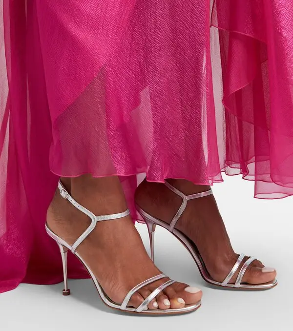 Manolo Blahnik Ciagapla 105 Metallic Leather Sandals