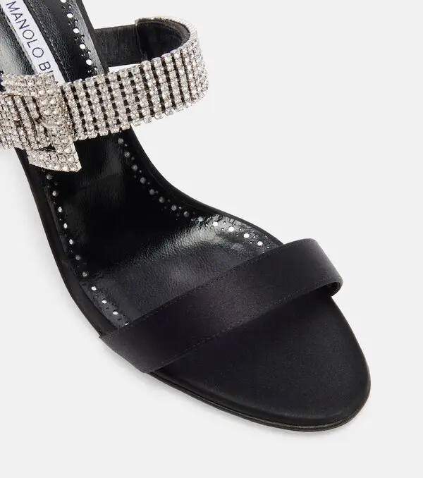 Manolo Blahnik Fibolta 90 Embellished Satin Mules