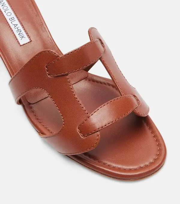 Manolo Blahnik Grellanu 50 Leather Mules