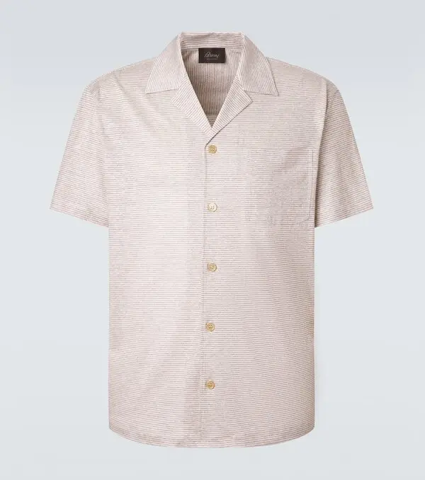 Brioni Striped Linen And Cotton Shirt - Beige