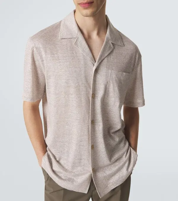 Brioni Striped Linen And Cotton Shirt - Beige