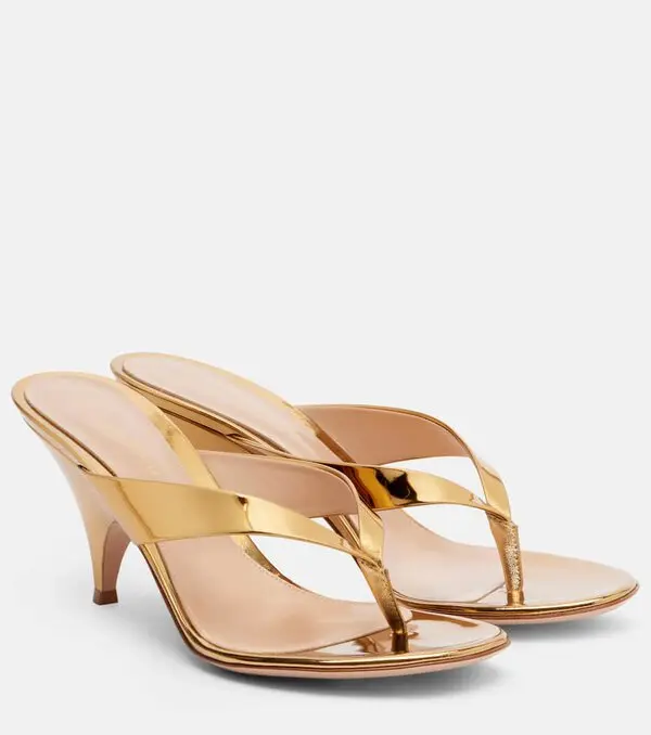GIANVITO ROSSI Metallic Leather Mules