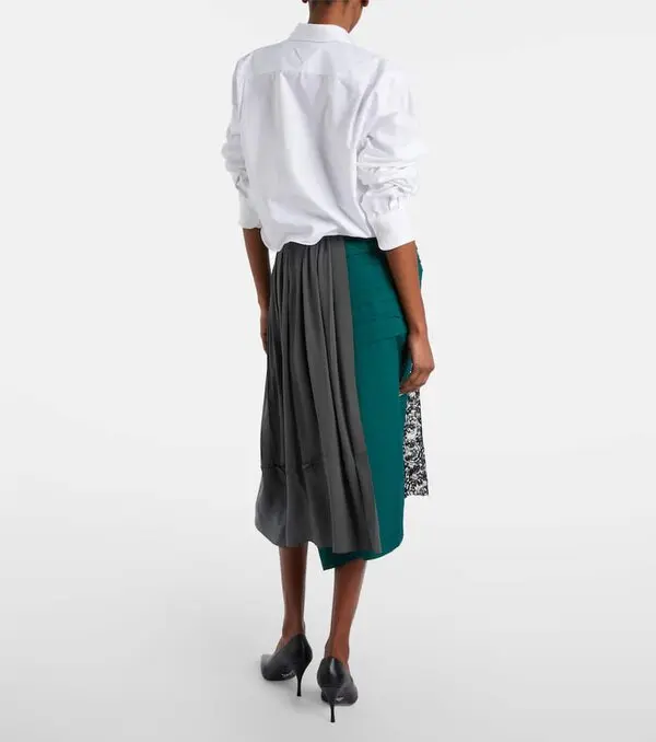 Prada Paneled Belted Midi Skirt - Grey