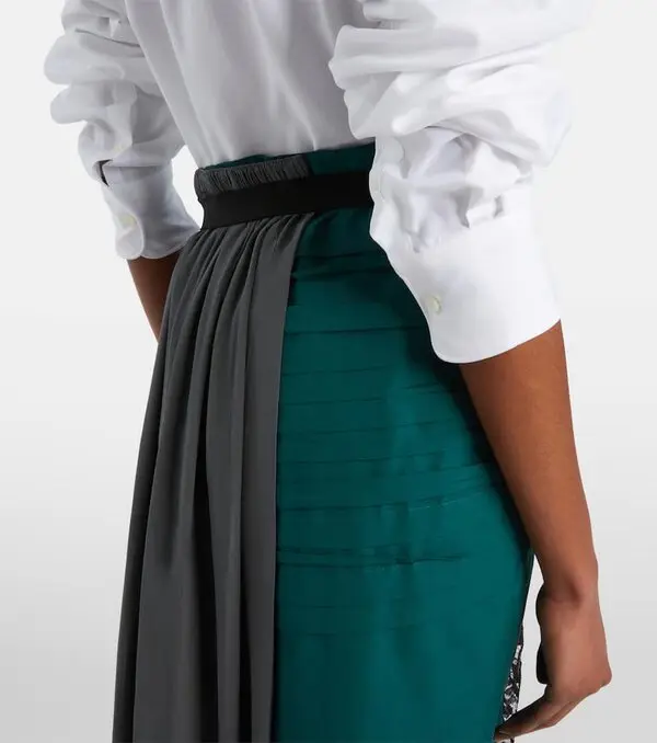 Prada Paneled Belted Midi Skirt - Grey