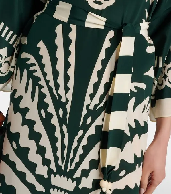 ERES Belted Printed Silk Kaftan - Green