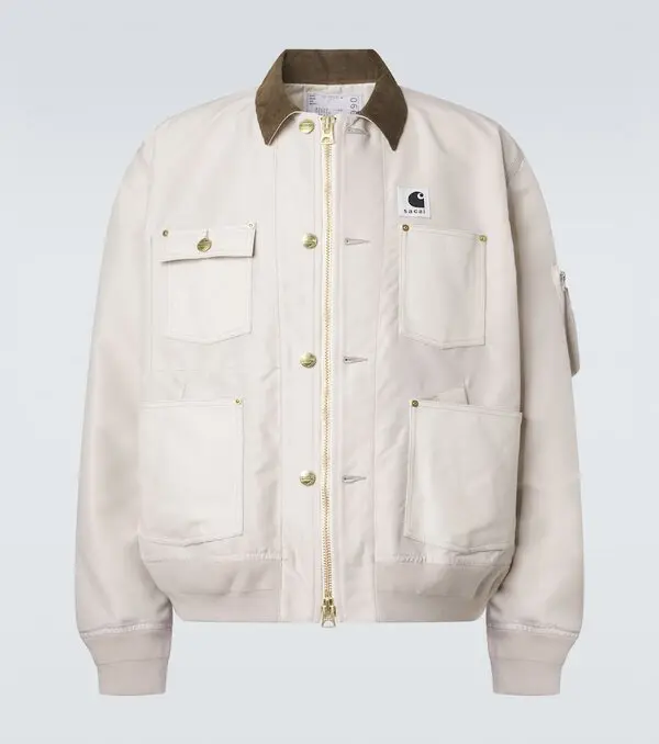 Sacai X Carhartt Corduroy-trimmed Blouson Jacket - White