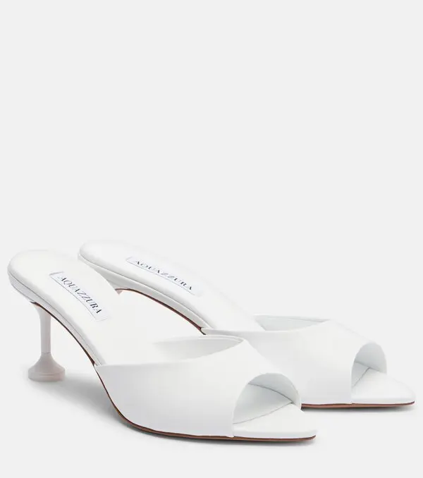 AQUAZZURA Bisous Leather Mules - White