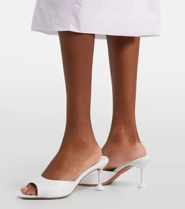 AQUAZZURA Bisous Leather Mules - White