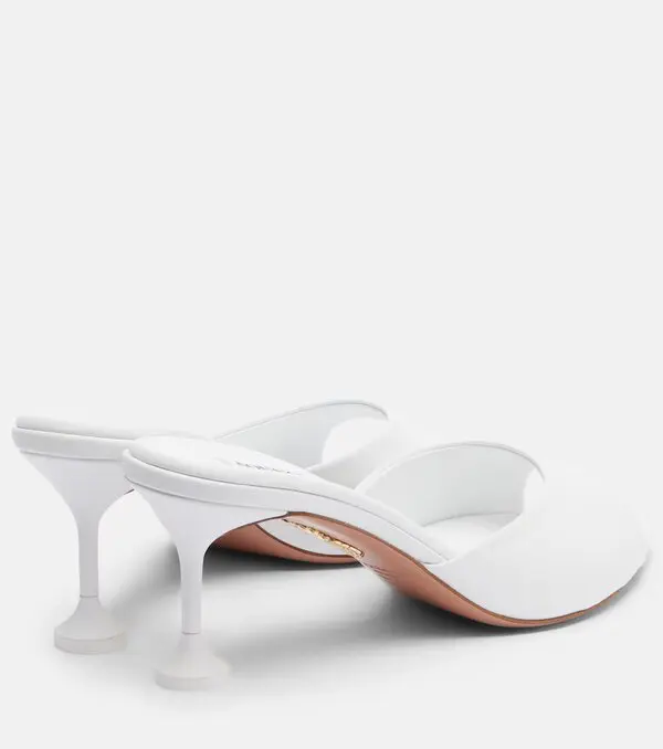 AQUAZZURA Bisous Leather Mules - White