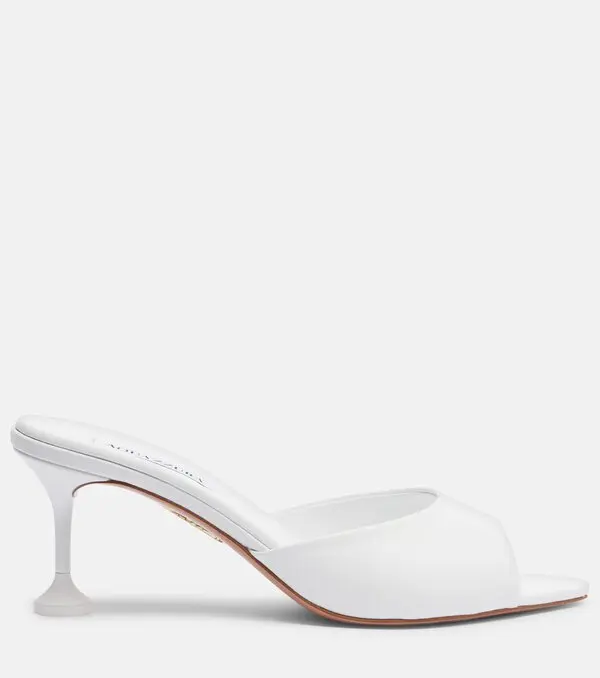 AQUAZZURA Bisous Leather Mules - White