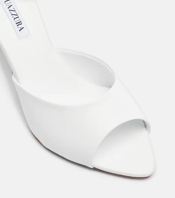 AQUAZZURA Bisous Leather Mules - White