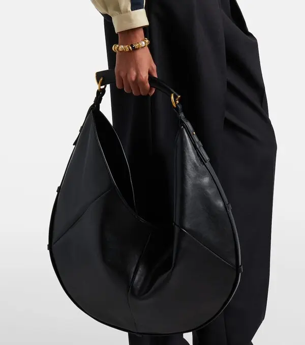 Saint Laurent Mombasa Large Leather Shoulder Bag - Black
