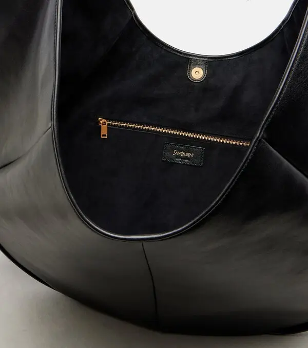Saint Laurent Mombasa Large Leather Shoulder Bag - Black