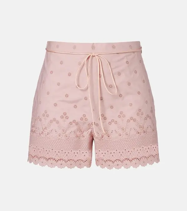 Valentino Garavani Embroidered Cotton Shorts - Pink