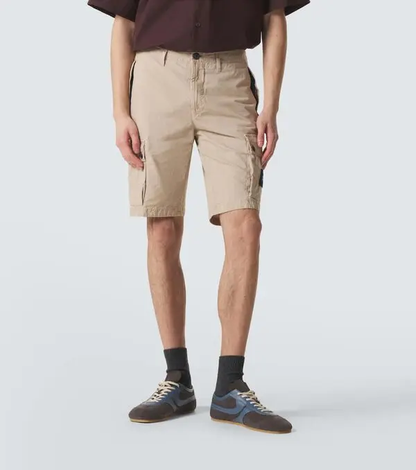 Stone Island Compass Cotton Canvas Shorts - Beige
