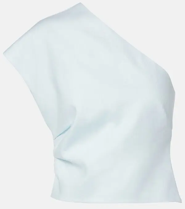 SIR. One-shoulder Linen Top - Blue