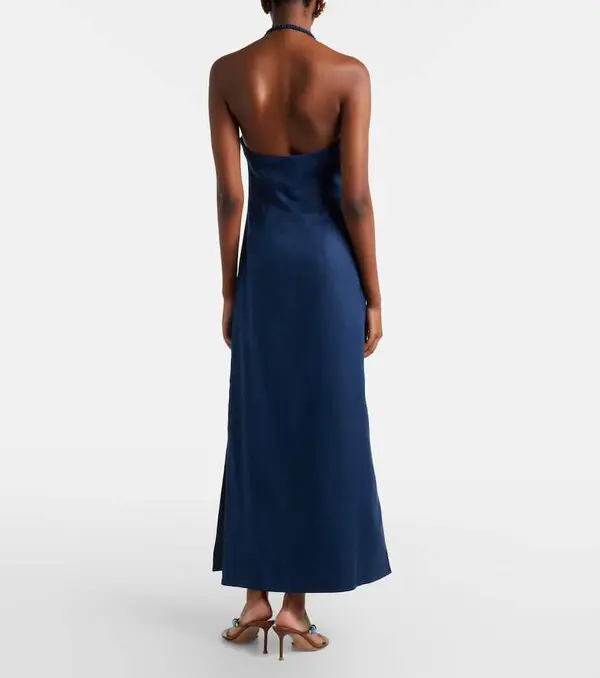 SIR. Caela Halterneck Linen Maxi Dress