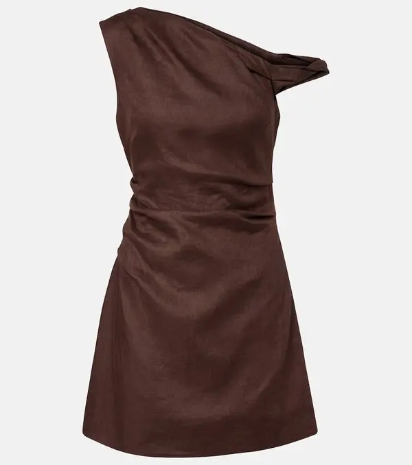 SIR. One-shoulder Linen Minidress - Brown