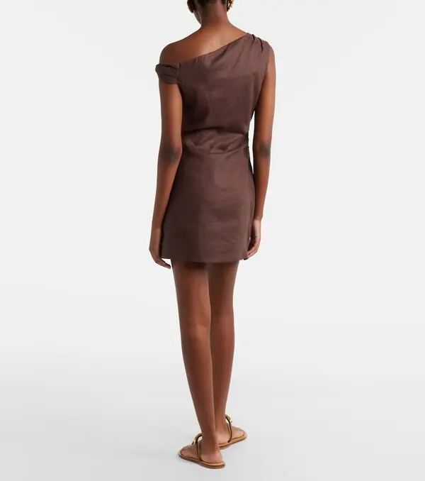 SIR. One-shoulder Linen Minidress - Brown