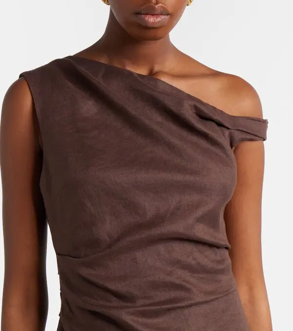 SIR. One-shoulder Linen Minidress - Brown