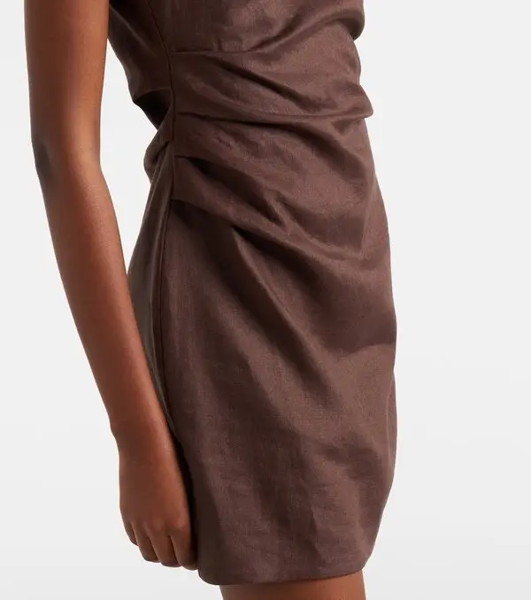 SIR. One-shoulder Linen Minidress - Brown