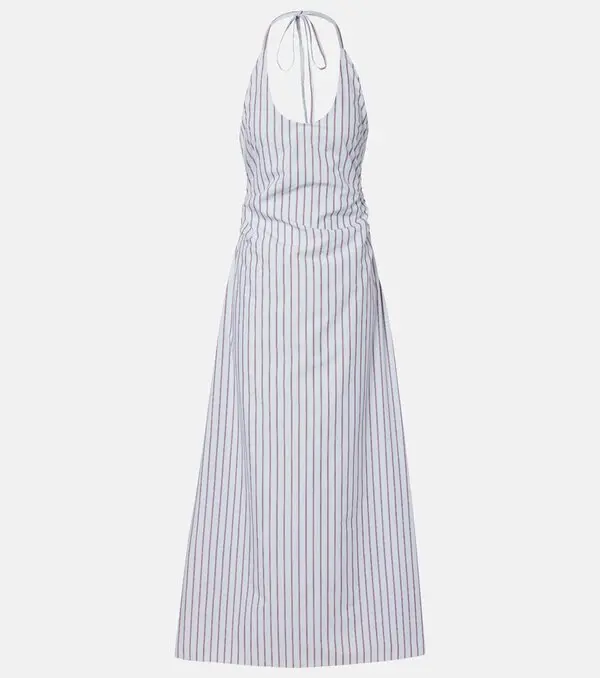 SIR. Pinstripe Cotton-blend Maxi Dress - Blue