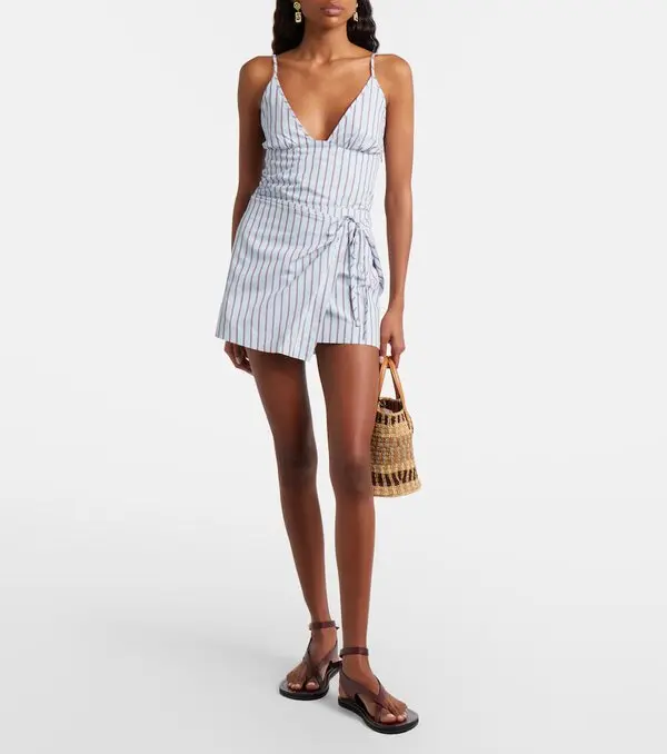 SIR. Lista Pinstripe Cotton-blend Top