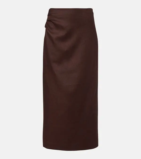 Sir The Label Linen Midi Skirt With Slits - Brown