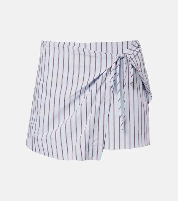 SIR. Pinstripe Cotton-blend Wrap Skirt - Blue