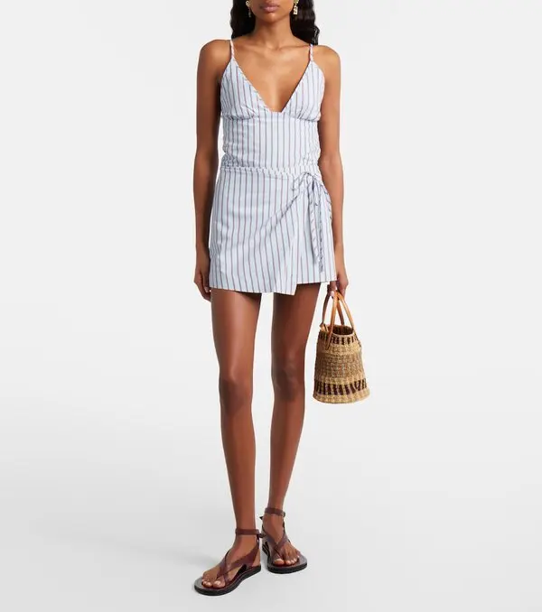 SIR. Pinstripe Cotton-blend Wrap Skirt