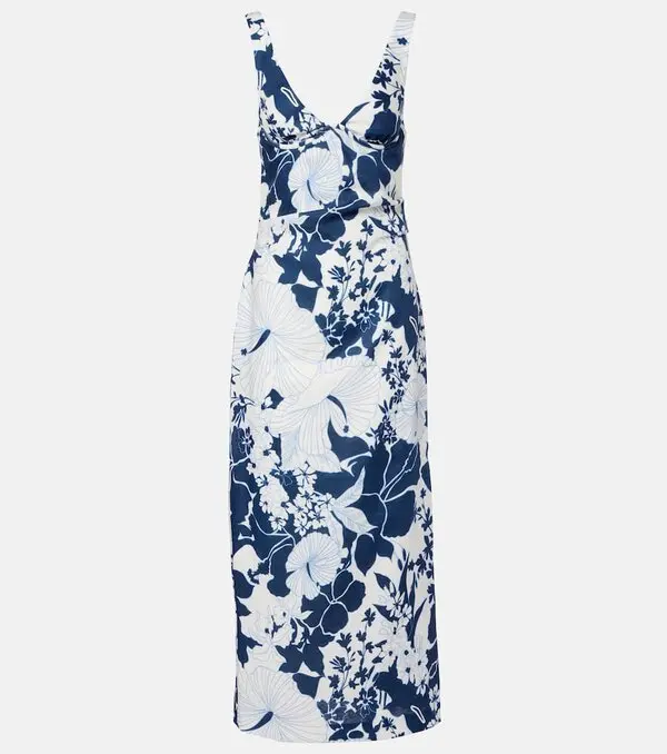 Sir The Label Paradiso Floral Linen Maxi Dress - Blue