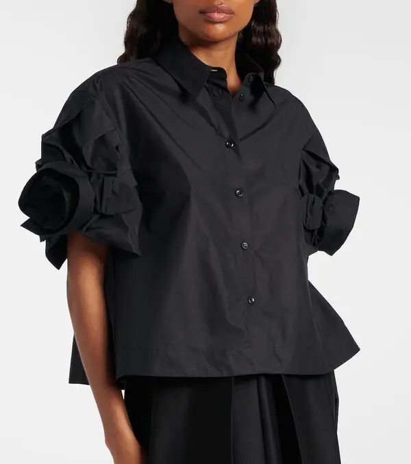 Simone Rocha Puff-sleeve Cotton Shirt - Black