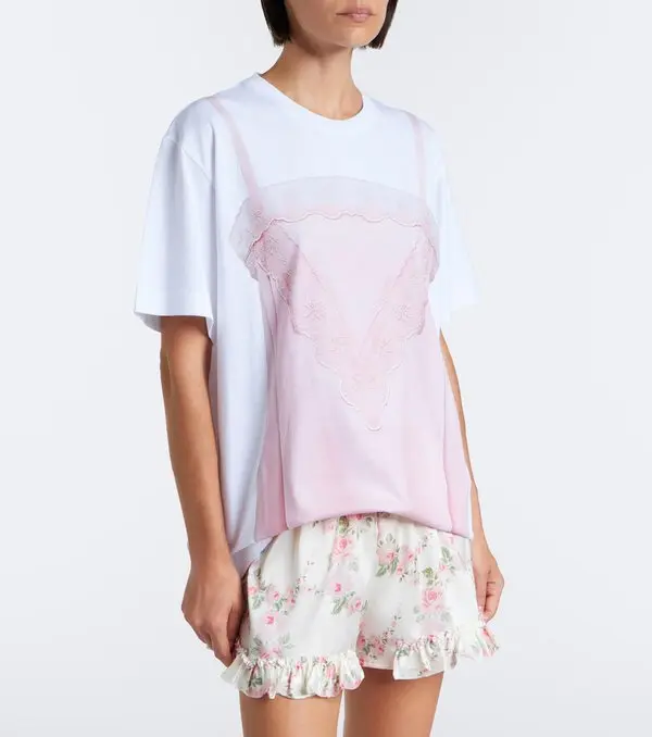 Simone Rocha Trompe L'oeil Cotton Jersey T-shirt - White